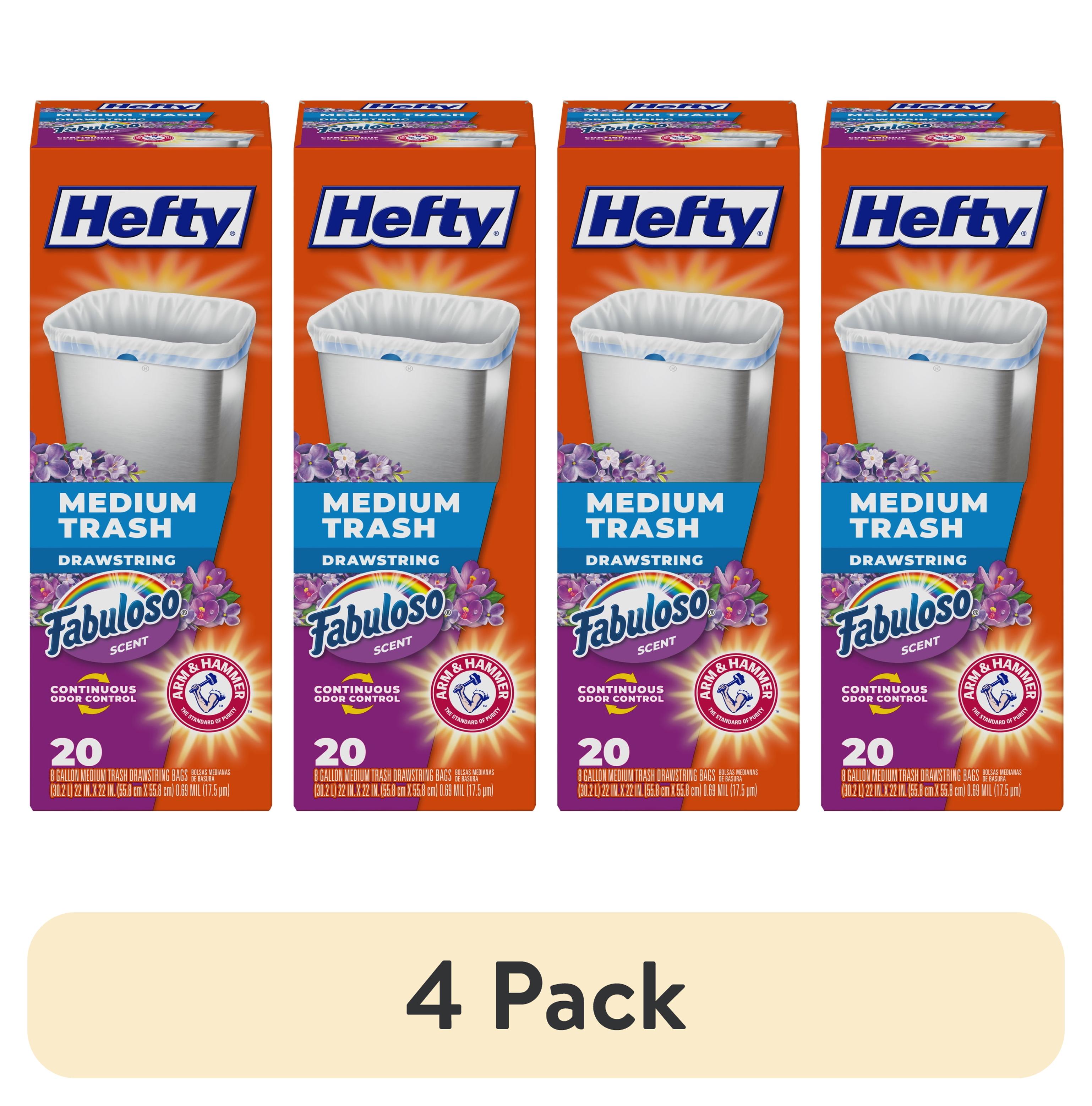 (4 pack) Hefty Medium Trash Bags, Fabuloso Scent, 8 gallon, 20 Count ...