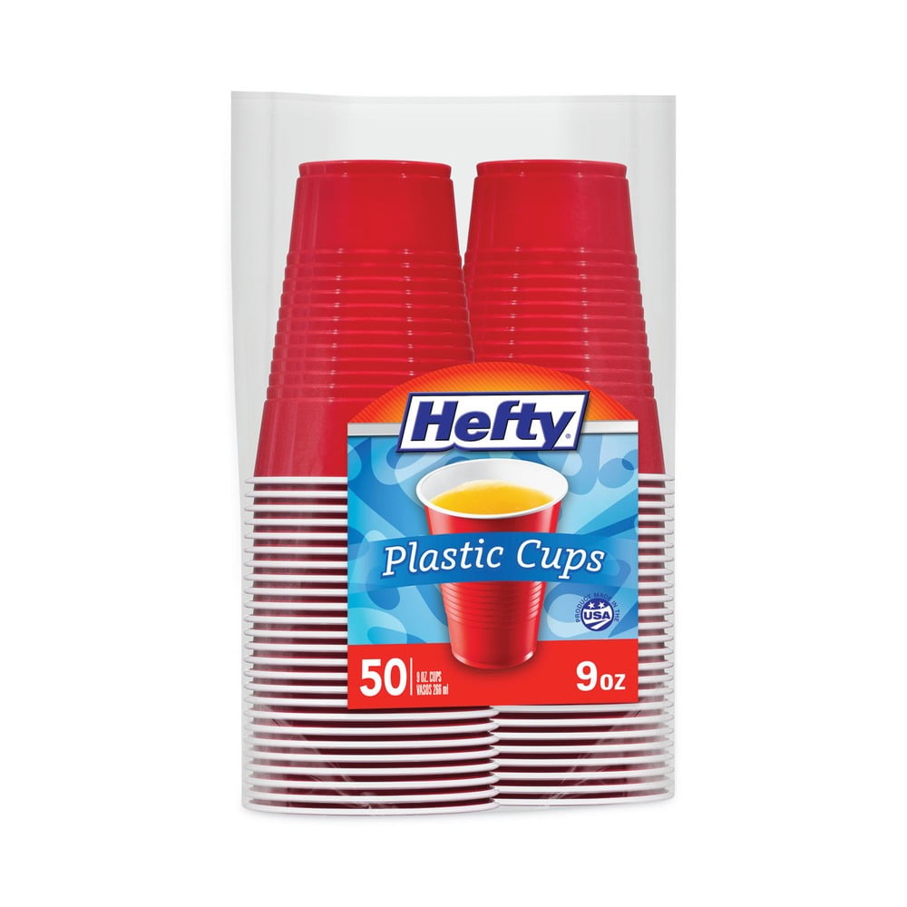 Hefty Easy Grip Disposable Plastic Party Cups 9 oz Red 50/Pack 12 Packs ...