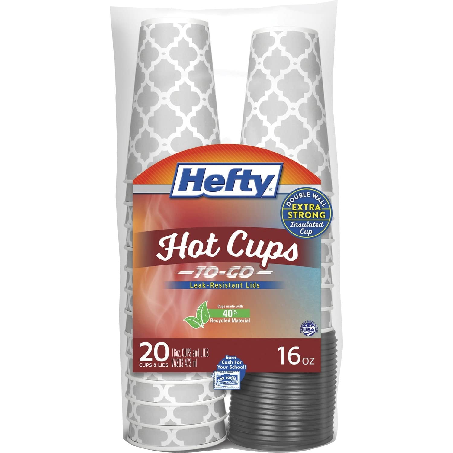 Hefty Paper Disposable Hot Cups with Lids, 16 Ounce, 20 Count - Walmart.com