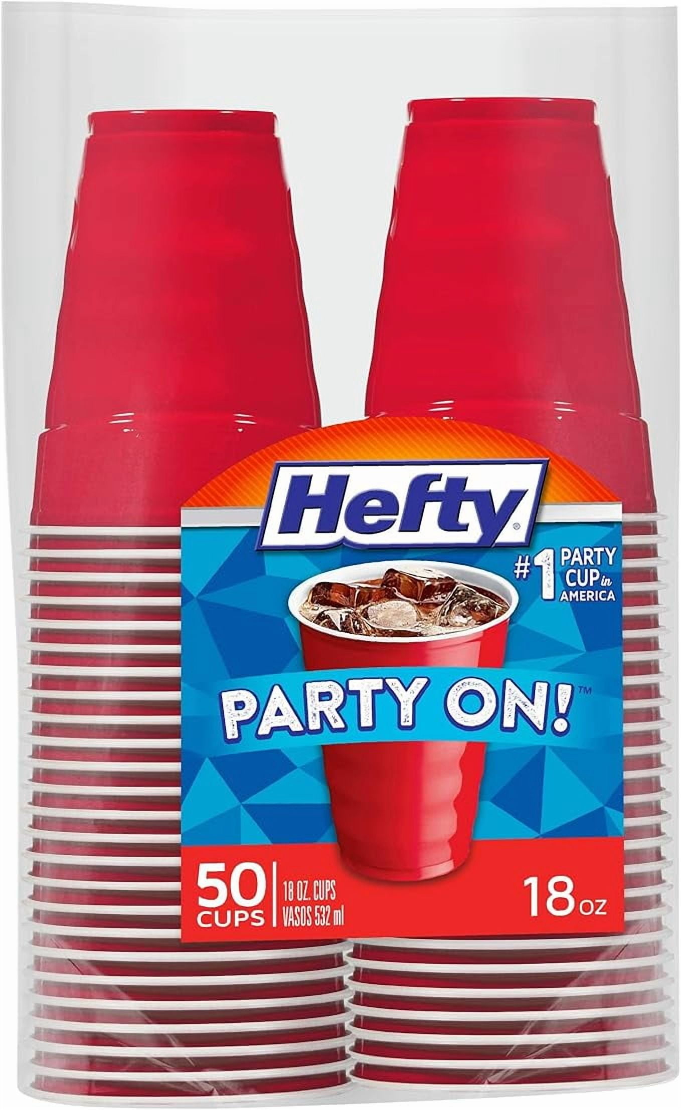 Hefty Party On Disposable Plastic Cups, Red, 18 Ounce, 30 Count ...