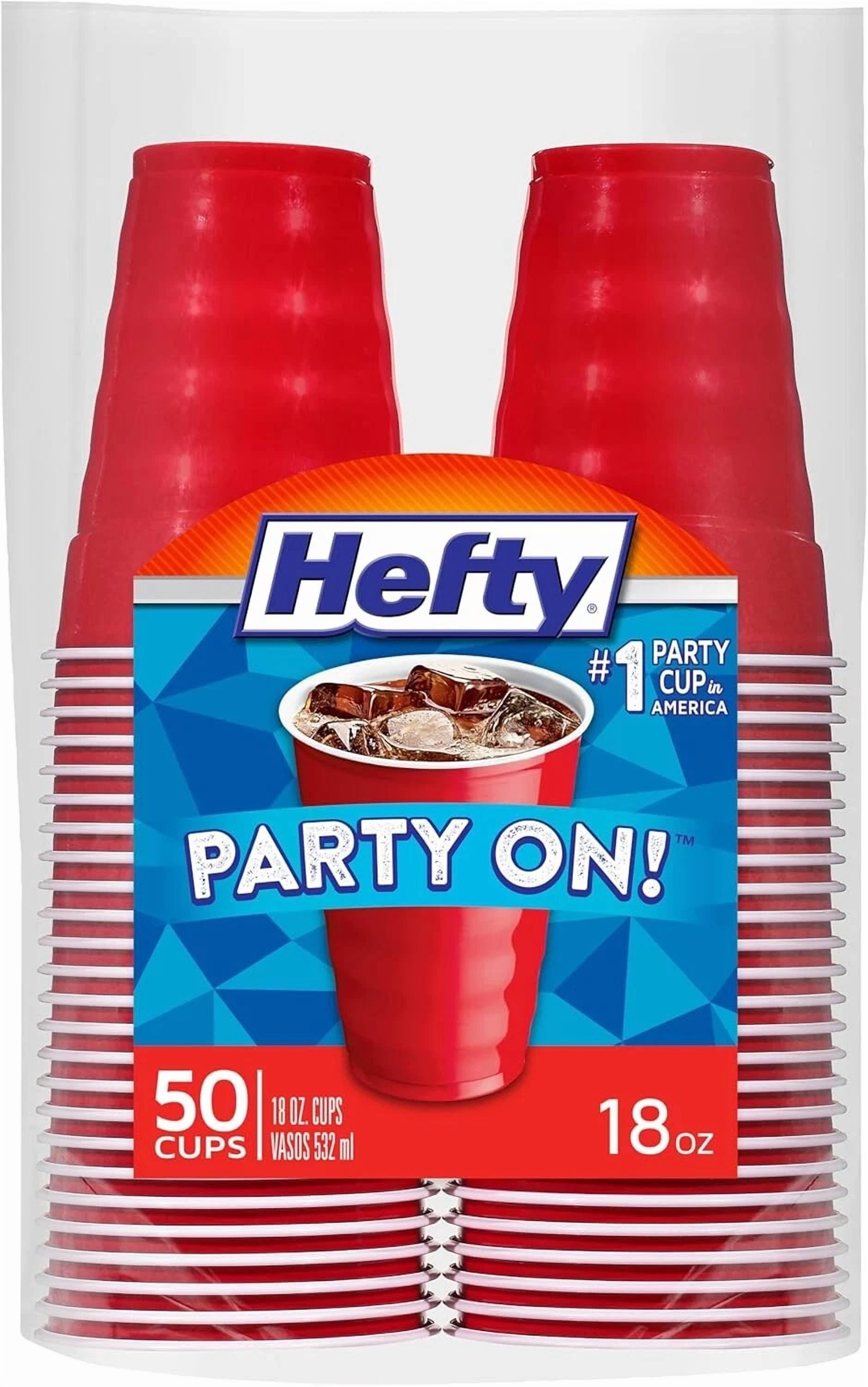 Hefty Party On Red Plastic Cups, 18Oz, 50Ct, Disposable Party Cups ...