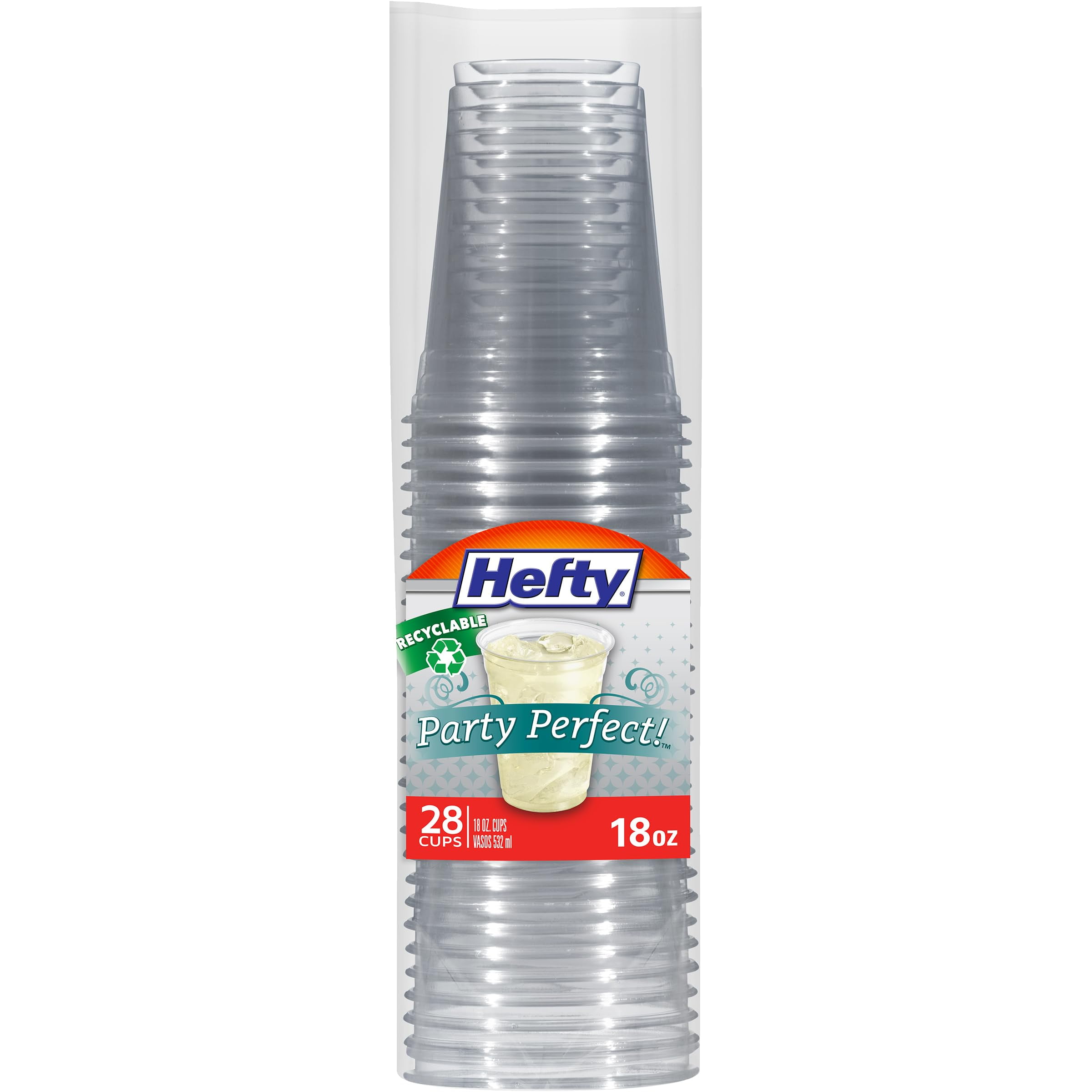 Hefty Party Perfect Clear AIF9 Plastic Cups, Large Clear Party Cups for ...