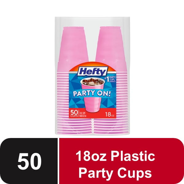 Hefty Pink Disposable Party On Plastic Cups, 18 oz, 50 Count - Walmart.com