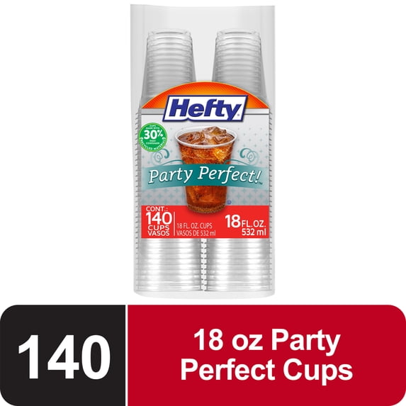 Hefty Clear Plastic Cups, 18 Ounce, 140 Count, Disposable, Party ...