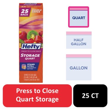(9 pack) Hefty Press to Close Plastic Bags for Food Storage, gallon ...