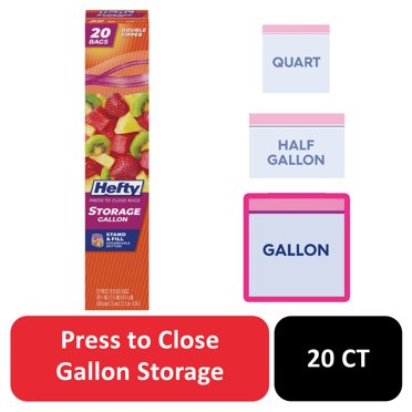 (9 pack) Hefty Press to Close Plastic Bags for Food Storage, gallon ...
