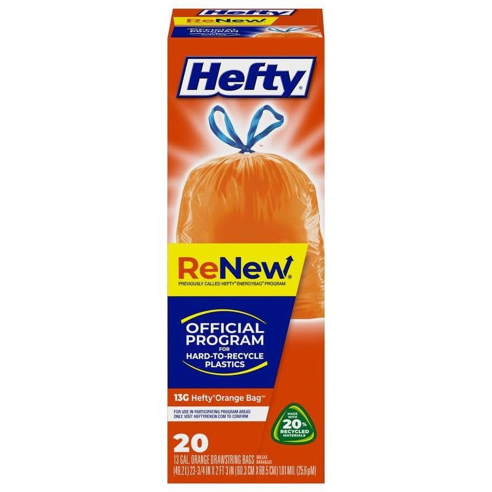 Hefty ReNew 13 gal Recycling Bags Drawstring 20 pk 1.01 mil - Walmart.com