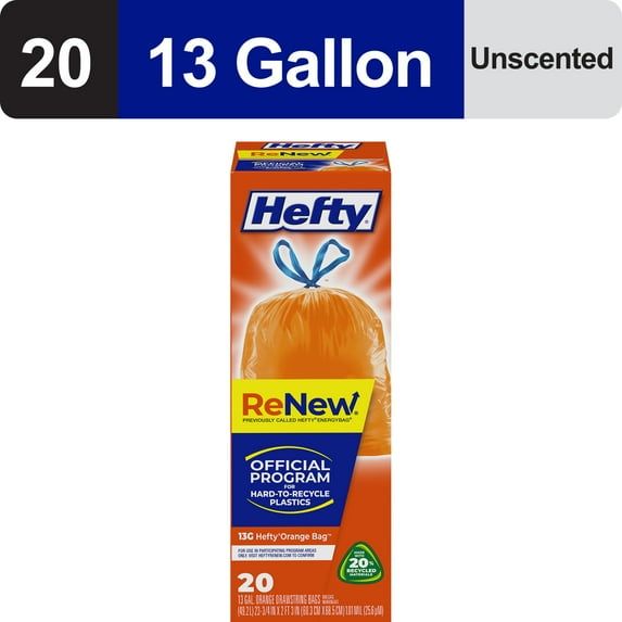 Hefty ReNew Orange Drawstring Bag for Hard to Recycle Plastics, Made ...