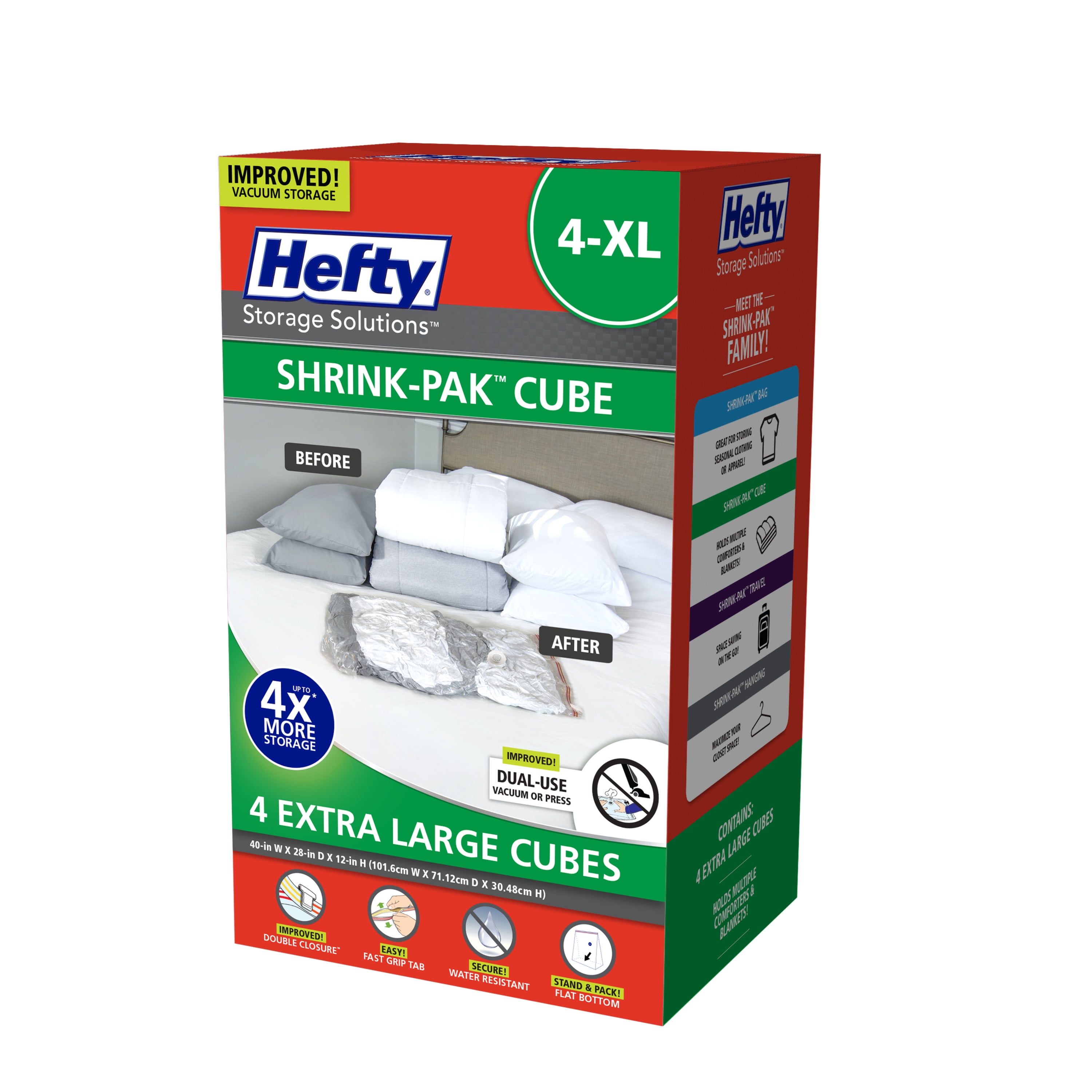 Hefty Shrink-Pak 4 Extra-Large Vacuum Compression Storage Cubes with ...