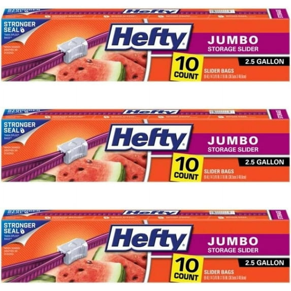 Hefty Slider Bags, 2.5 Gallon Jumbo Size, 10 Count Pack of 3 - Walmart.com