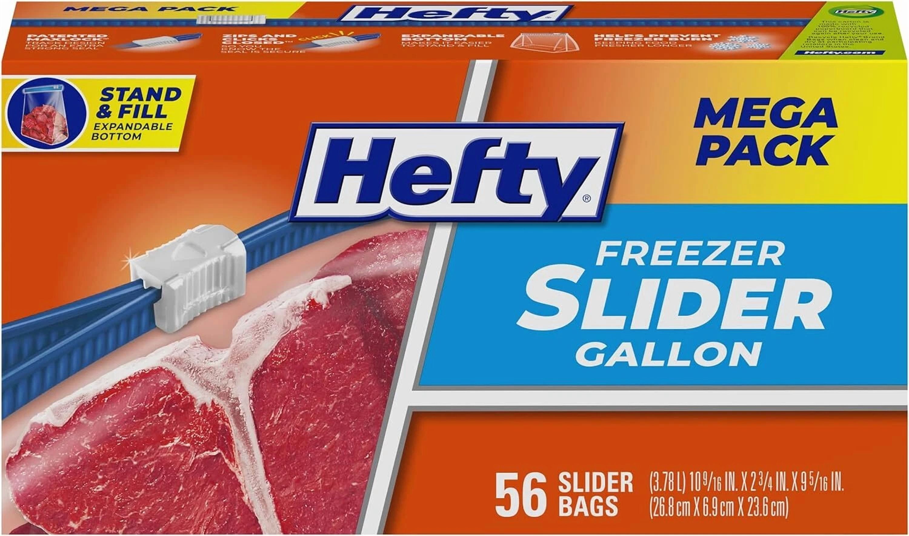 Hefty Slider Freezer Bags 56 Count Gallon Size Bpa Free Food Storage ...
