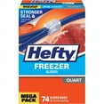 Hefty Quart Size Slider Plastic Baggies for Food Storage, 74 Count ...