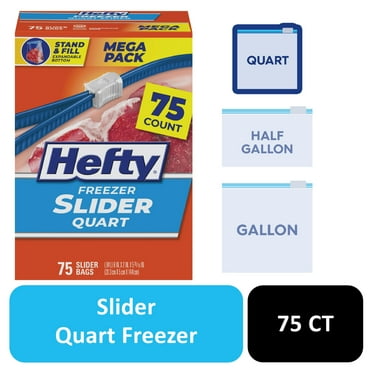 Hefty Slider Quart Size Freezer Bags, Food Storage Seal, 50 Count ...