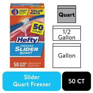 Hefty Slider Quart Size Freezer Bags, Food Storage Seal, 50 Count ...