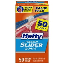 Hefty, RFPR82235, Quart Freezer Slider Bags, 35 / Box, Clear, 1 quart ...