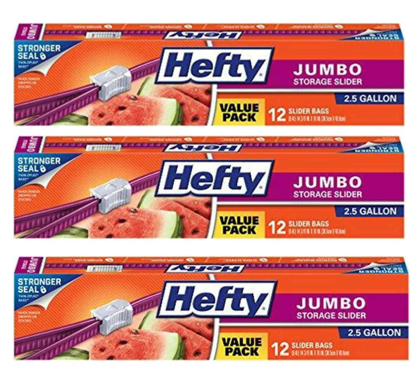 Hefty Slider Jumbo Sealable Plastic Baggies - Large 2.5 Gal Freezer ...