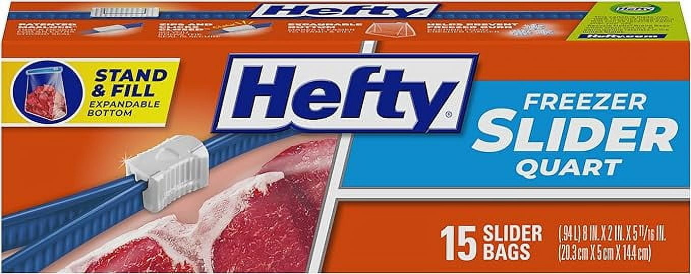 Hefty Slider Quart Size Freezer Bags, 15 Ea, 2 Pack - Walmart.com