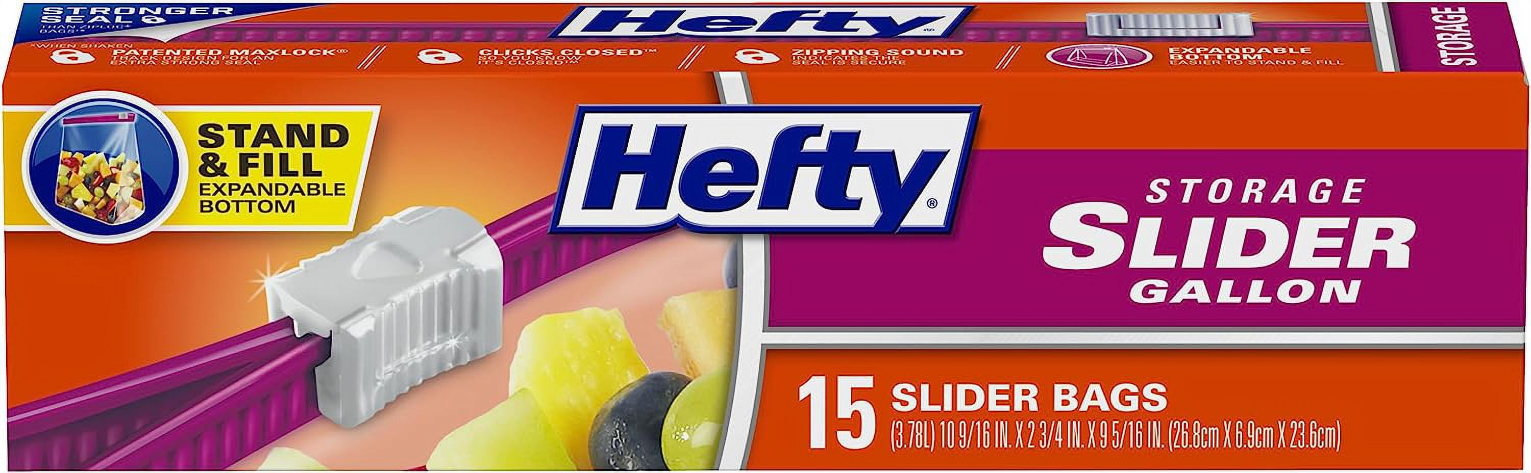 Hefty Slider Storage Bags, Gallon, 15 Count, 3 Pack - Walmart.com