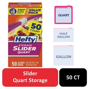 Hefty QT Slider Food Storage Bags, Quart Size, 78 Count, Pack of 1 ...
