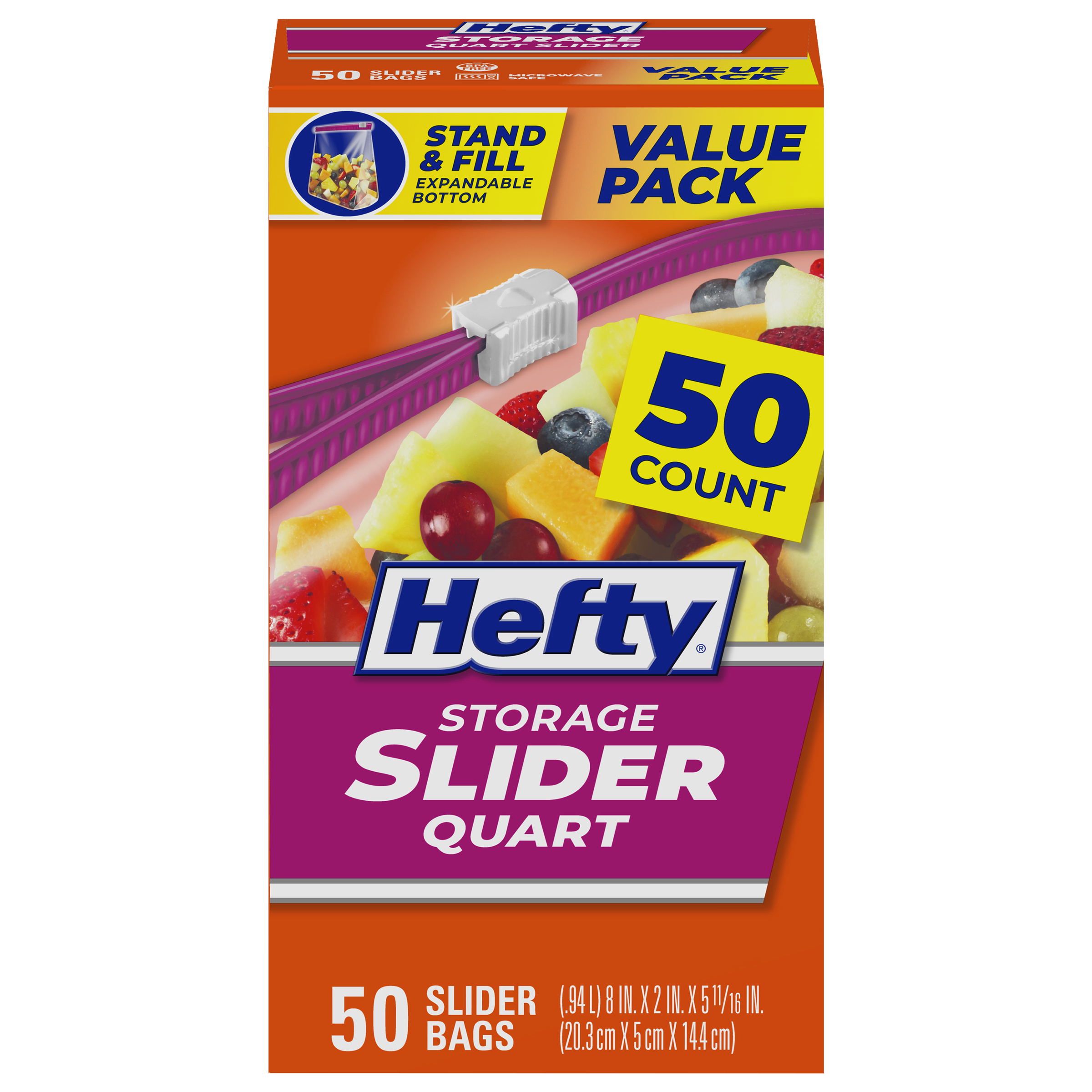Hefty Slider Storage Bags, Quart Size, 78 Count, Pack of 1 - Walmart.com