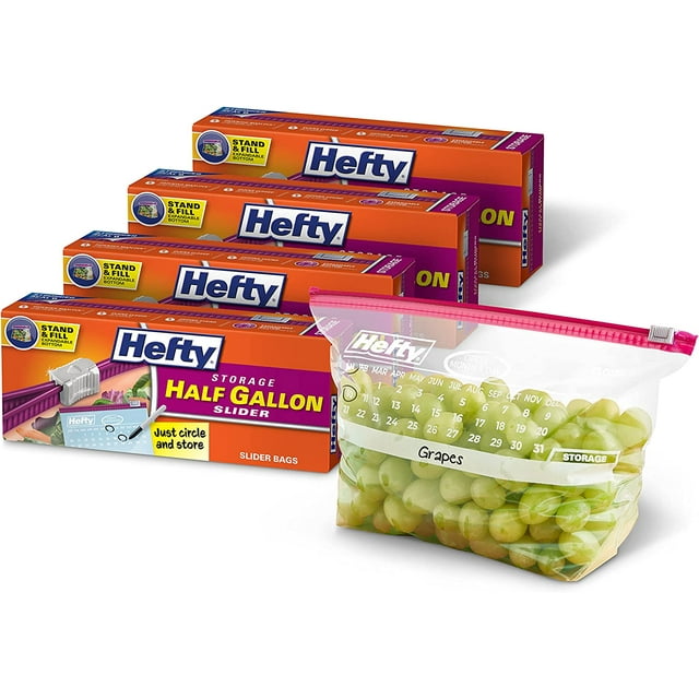 Hefty Slider Storage Calendar Bags, Half-Gallon Size, 128 Count ...