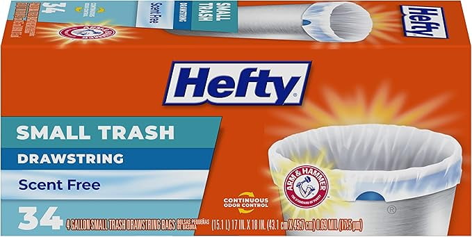 Hefty Small Garbage Bags, Unscented, 4 Gallon, 34 Count - Walmart.com