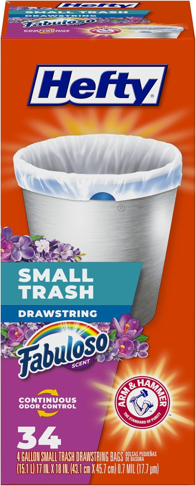 Hefty Small Trash Bags, Fabuloso Scent, 4 Gallon, 34 Count - Walmart.com
