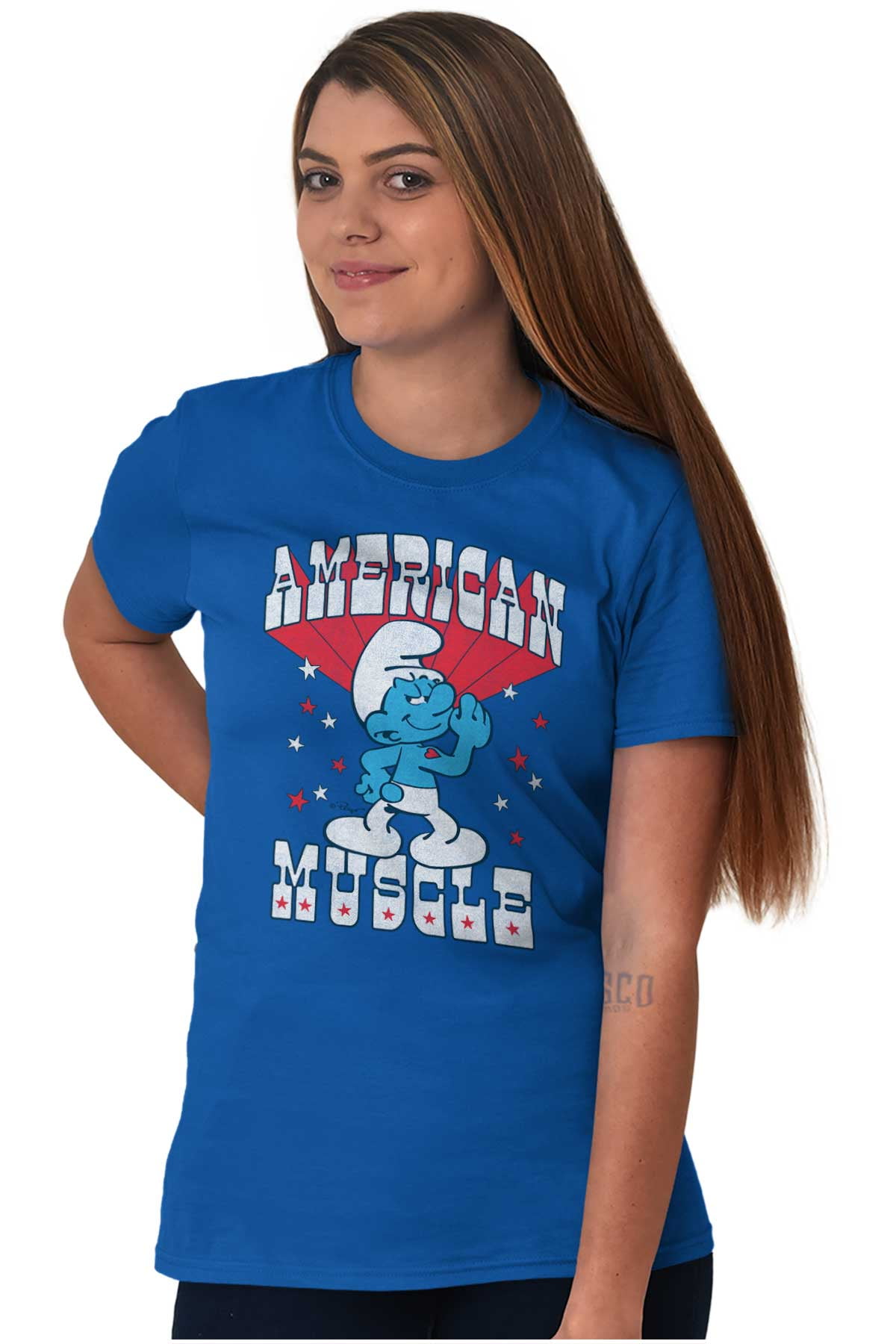 Hefty Smurf American Muscle USA Men's Graphic T Shirt Tees Brisco ...