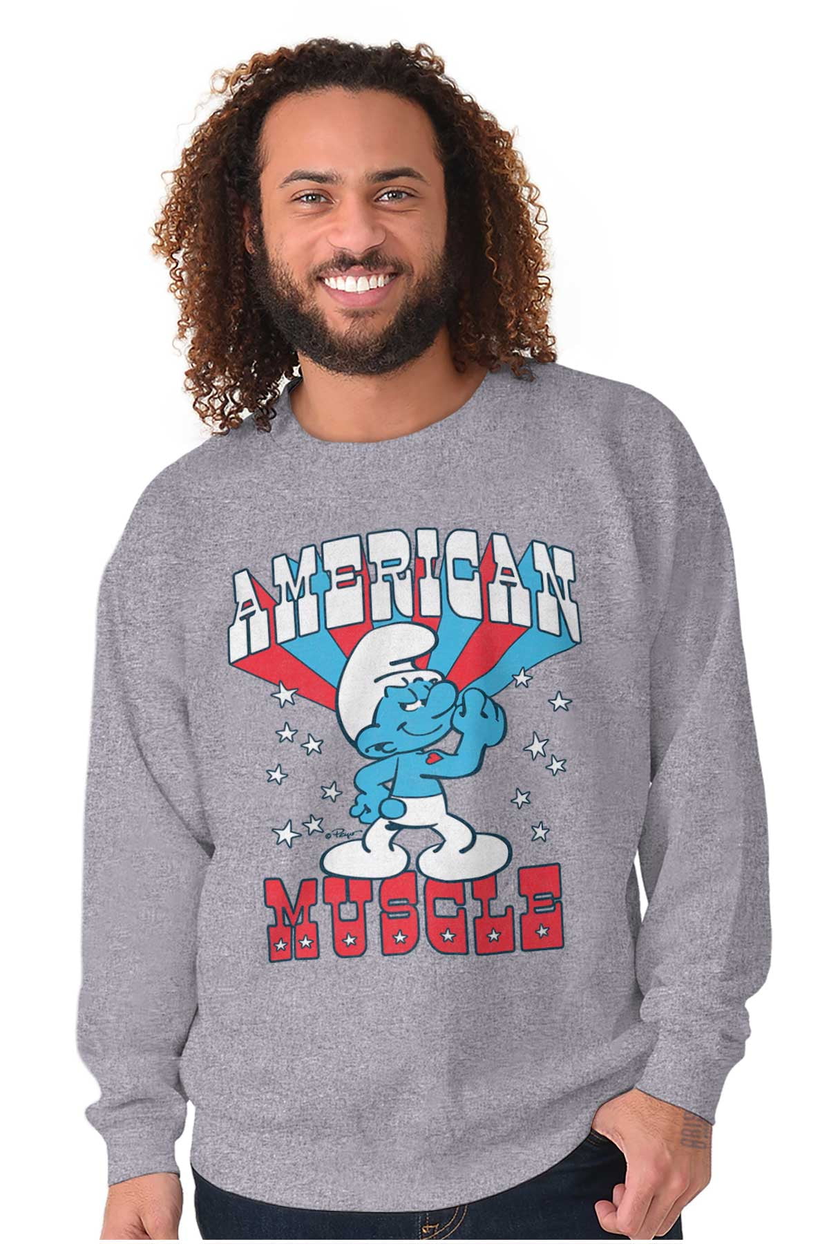 Hefty Smurf American Muscle USA Sweatshirt for Men or Women Brisco ...