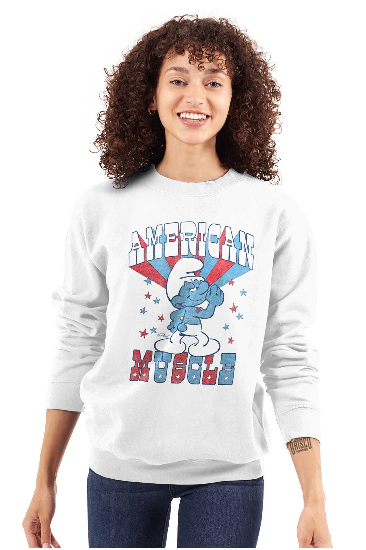 Hefty Smurf American Muscle USA Sweatshirt for Men or Women Brisco ...