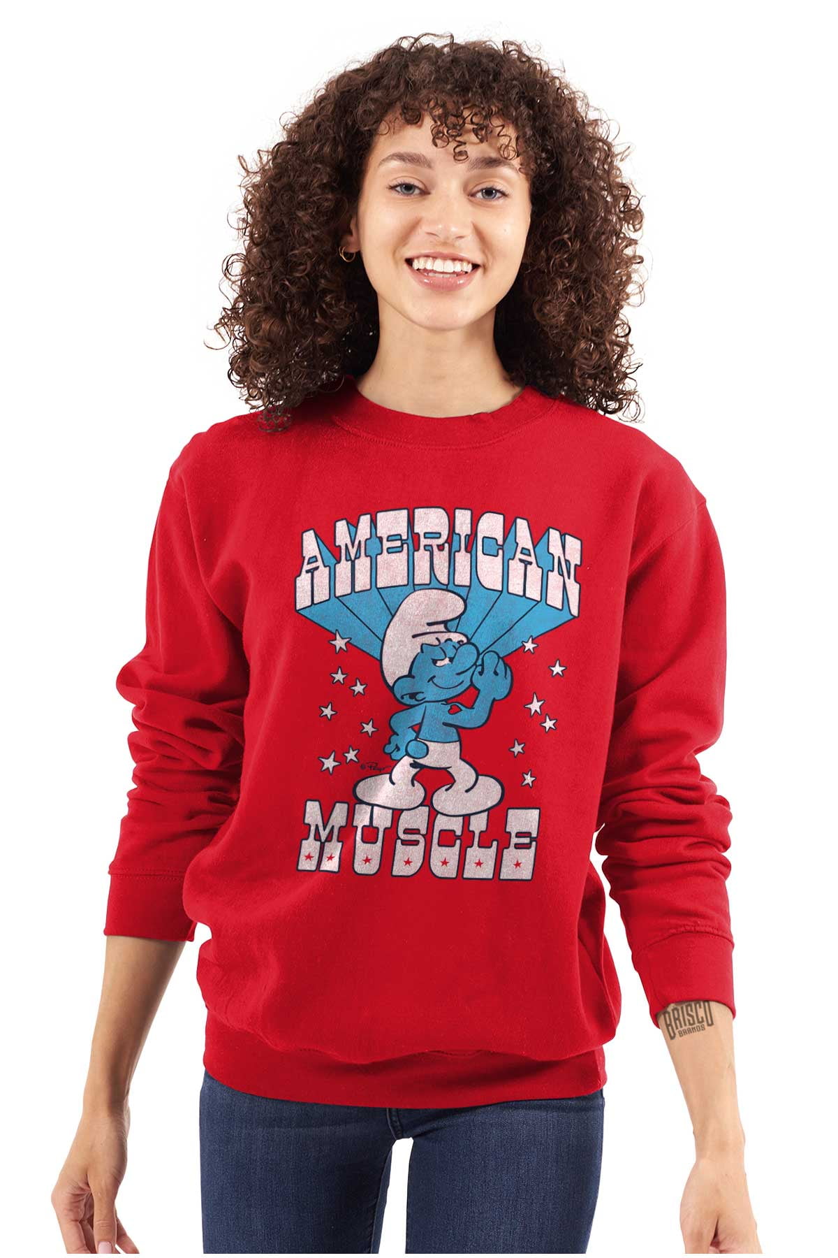 Hefty Smurf American Muscle USA Sweatshirt for Men or Women Brisco ...