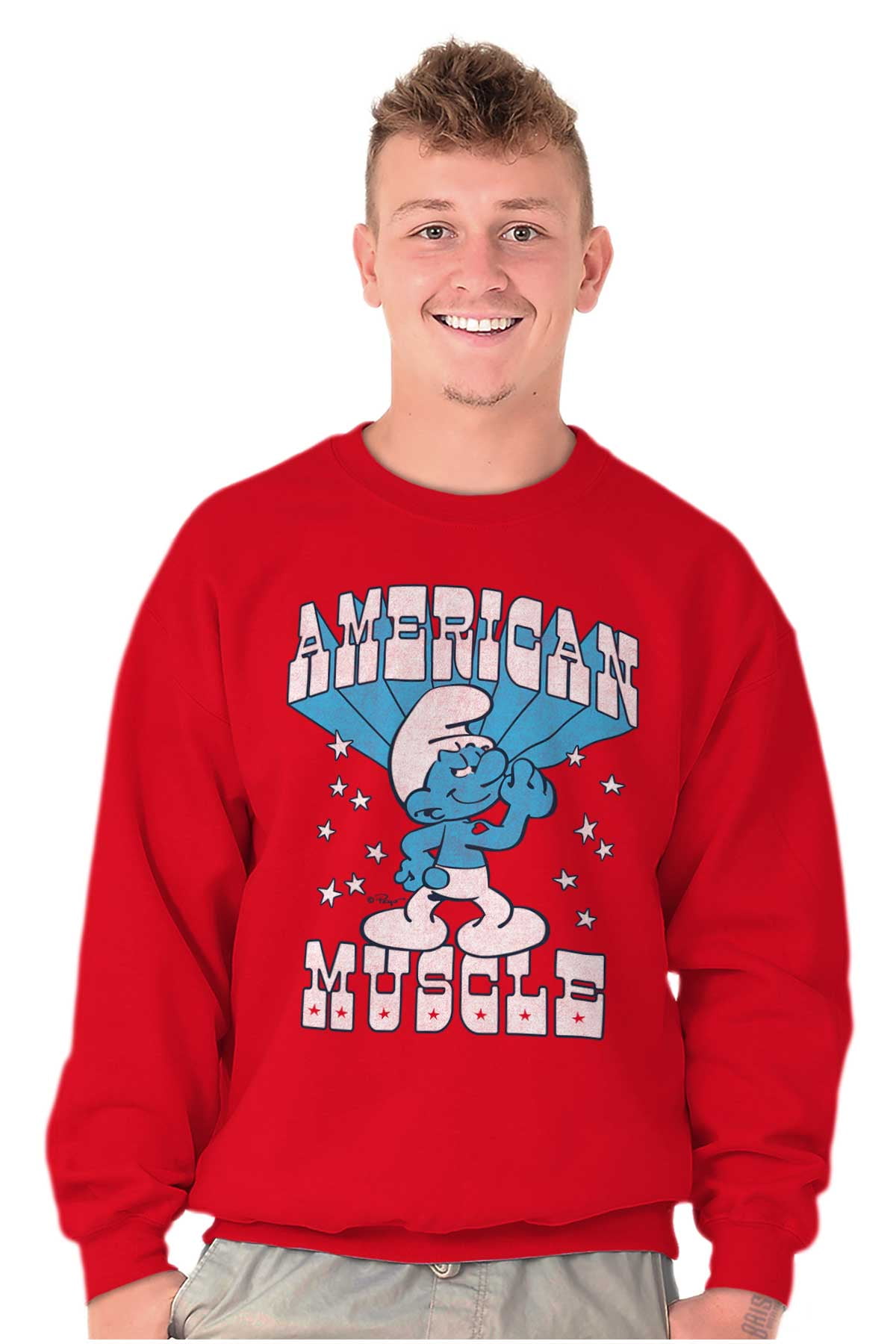 Hefty Smurf American Muscle USA Sweatshirt for Men or Women Brisco ...