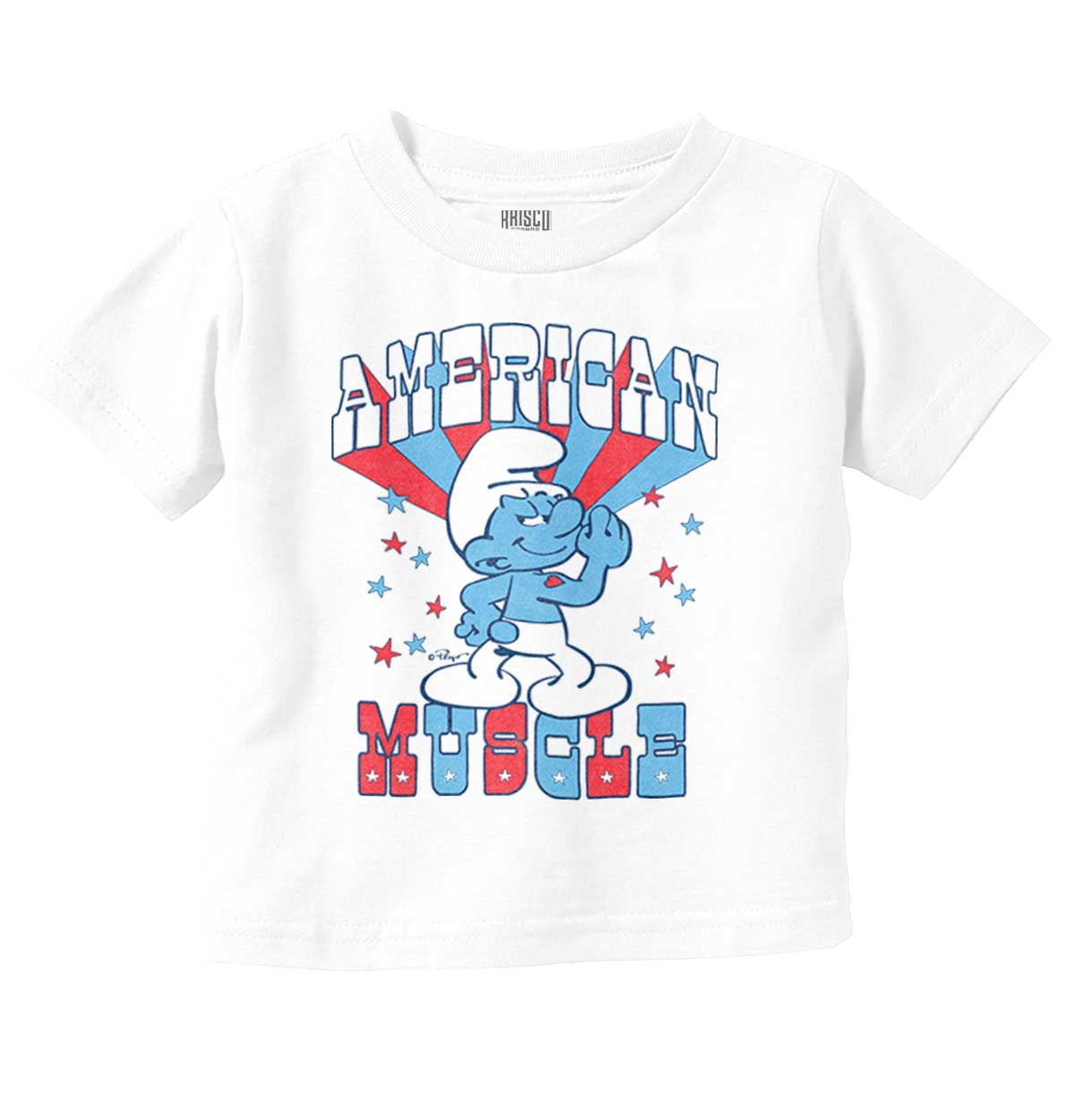 Hefty Smurf American Muscle USA Toddler Boy Girl T Shirt Infant Toddler ...