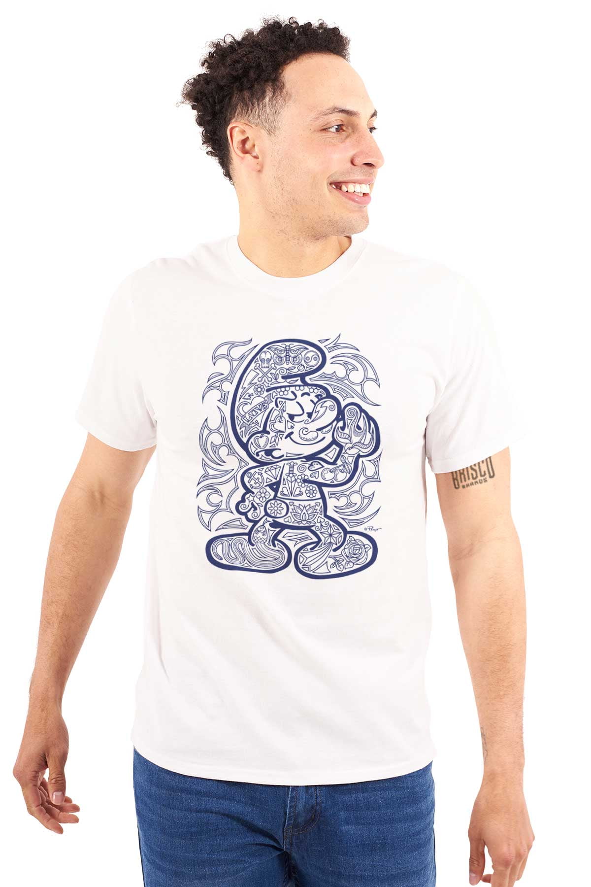 Hefty Smurf Cartoon Tribal Tattoo Men's Graphic T Shirt Tees Brisco ...