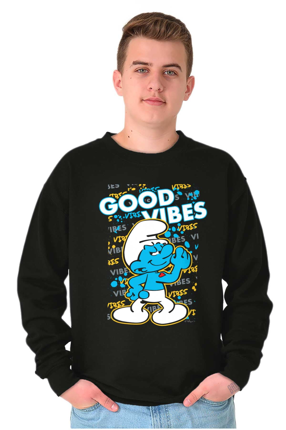 Hefty Smurf Good Vibes Graffiti Drip Sweatshirt for Men or Women Brisco ...
