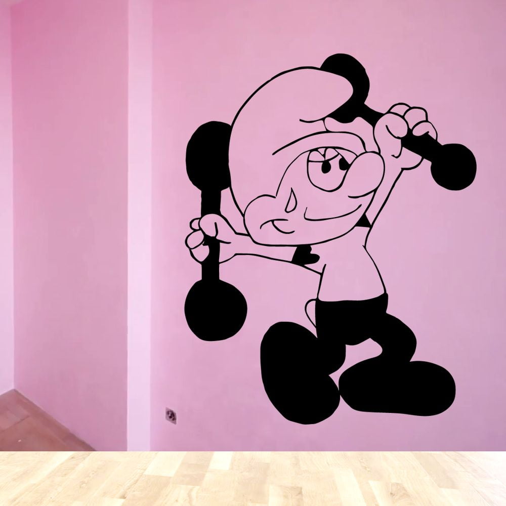 Hefty Smurf Workout The Smurfs Cartoon Character Wall Sticker Art Decal ...