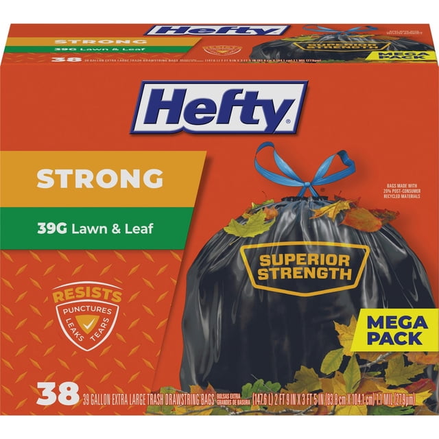 Hefty Lawn Bags 39G, 38 | Large capacity trash bags - Walmart Business ...