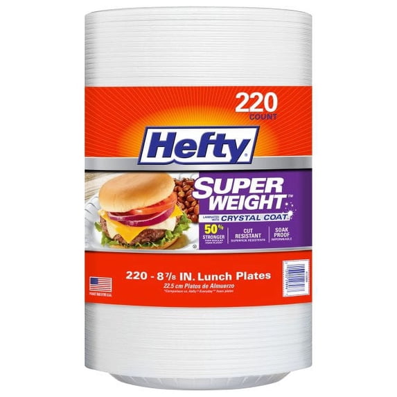 Hefty Super Weight Foam Plates, 8 7/8 in, Soak-Proof, Bulk Disposable ...