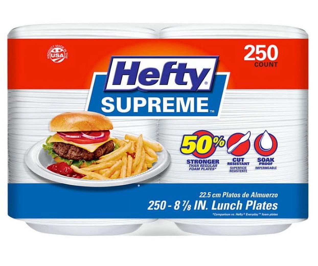 Hefty Supreme Foam Disposable Lunch Plates, 8 7/8", 250 ct. - Walmart.com