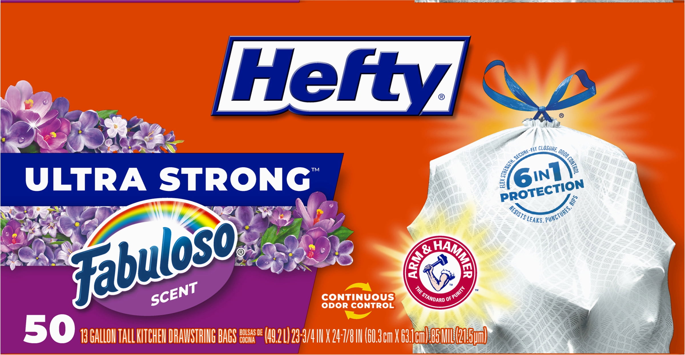 Hefty Ultra Strong 13 Gallon Kitchen Drawstring Fabuloso Scent Bags ...