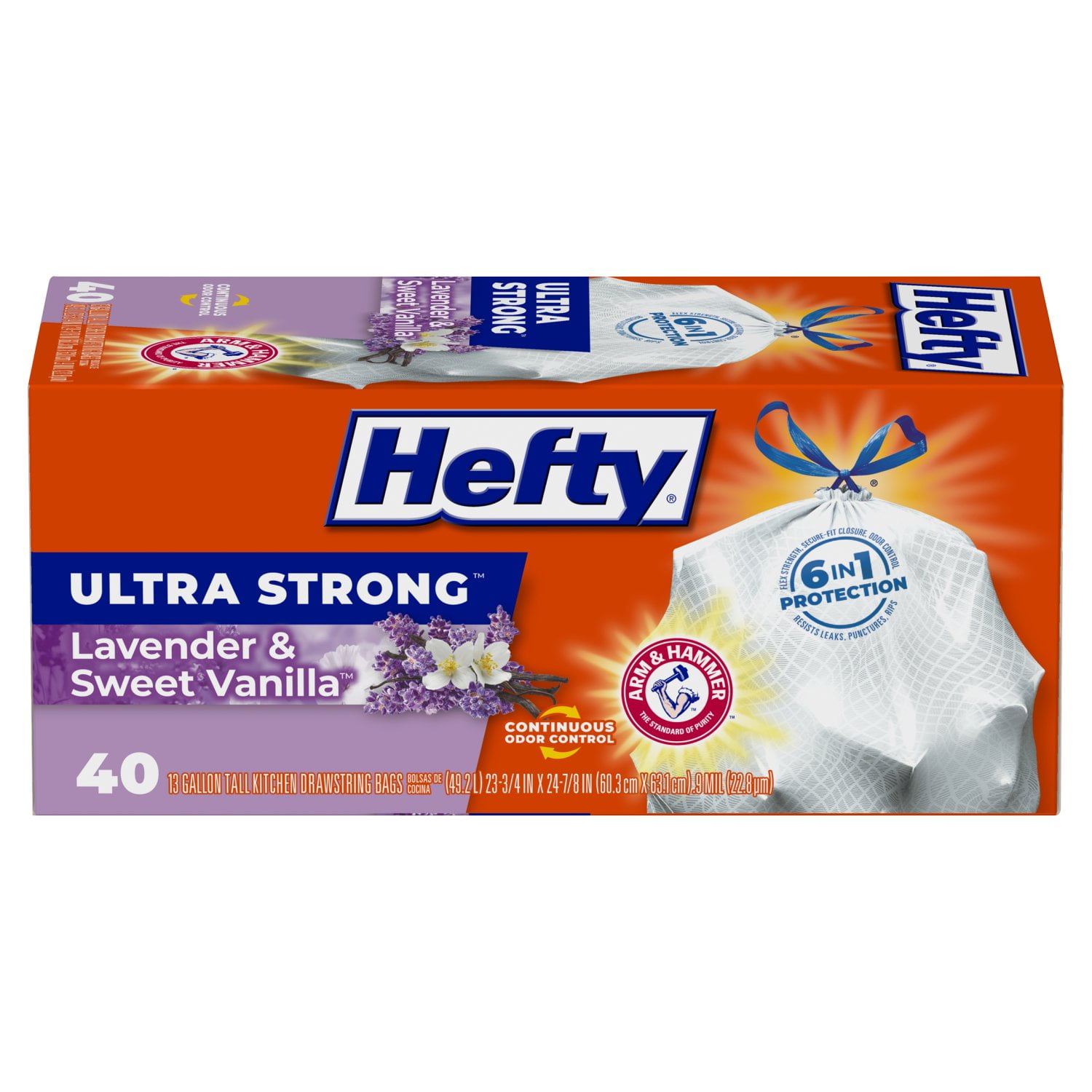 Hefty Ultra Strong 13 Gallon Lavender Vanilla 40 each Package May Vary ...