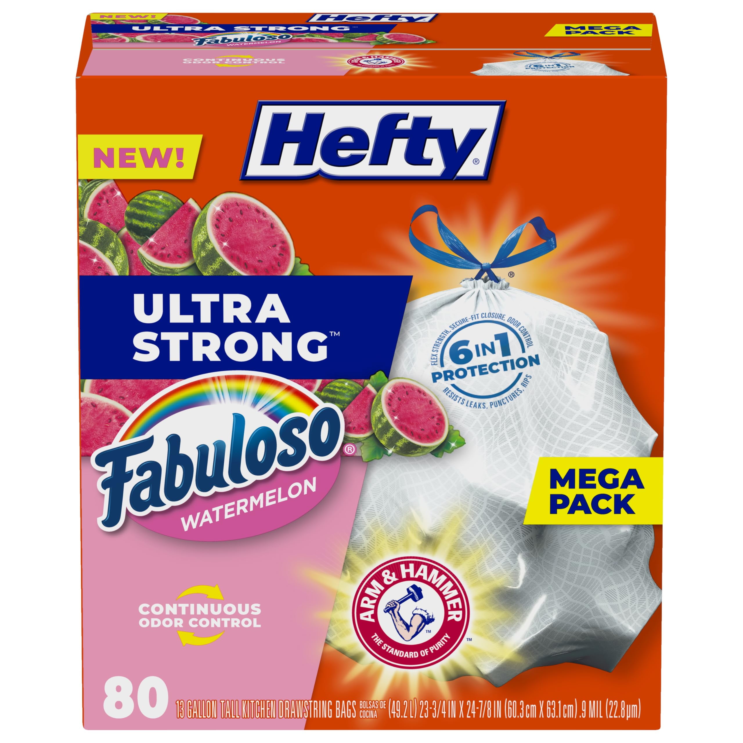 Hefty Ultra Strong 13 AIF9 Gallon Trash Bags, Tall Kitchen Trash Bags ...