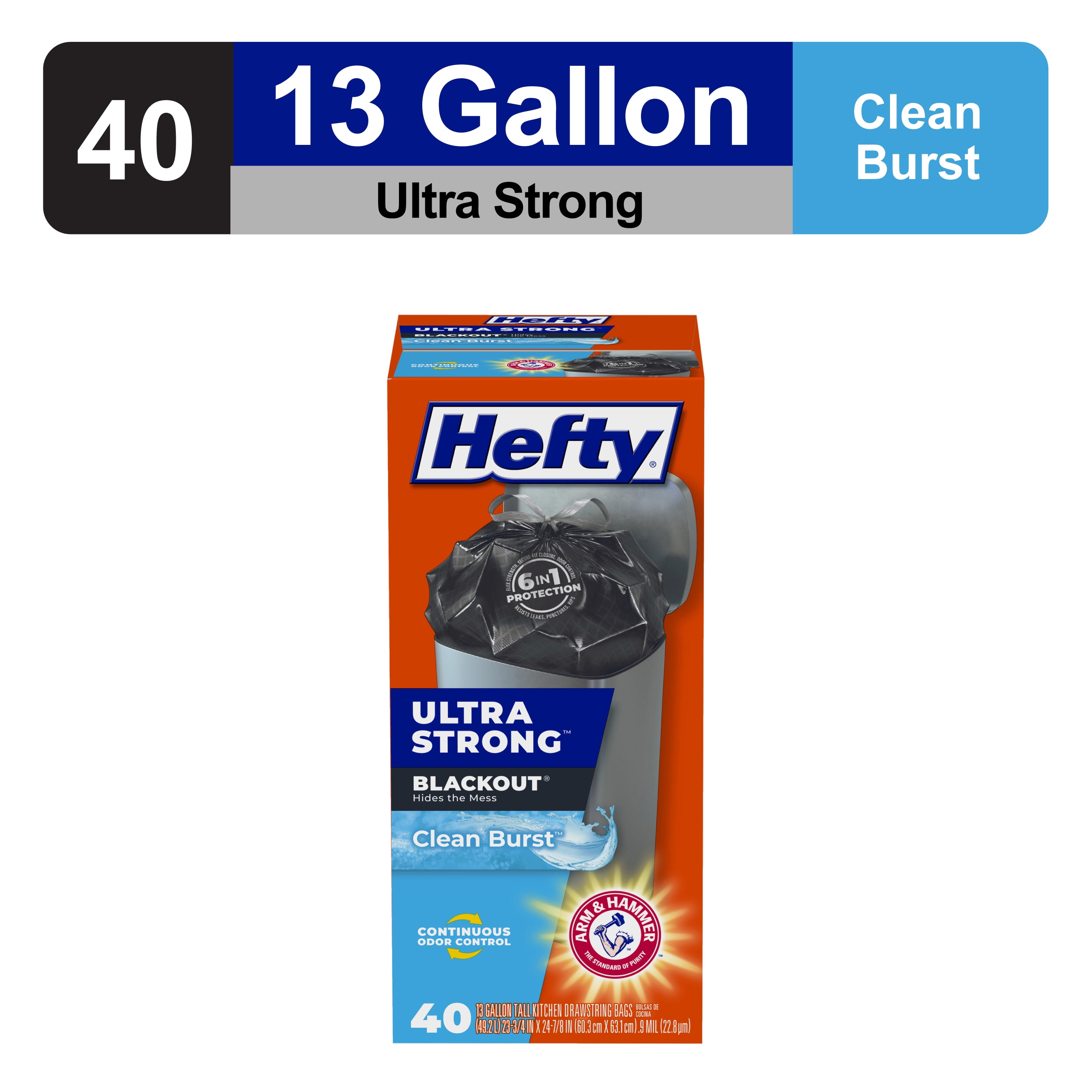 Hefty Ultra Strong 13 gallon Trash Bags, Tall Kitchen Trash Bags ...
