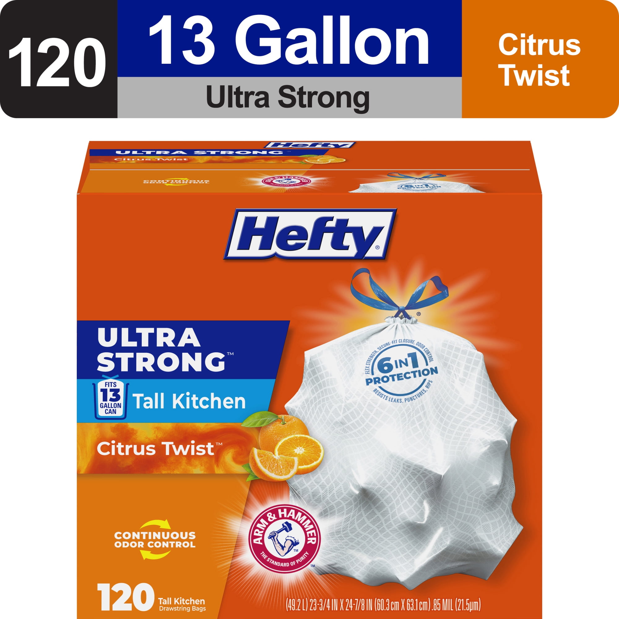 Hefty Ultra Strong 13 gallon Trash Bags, Tall Kitchen Trash Bags, White ...