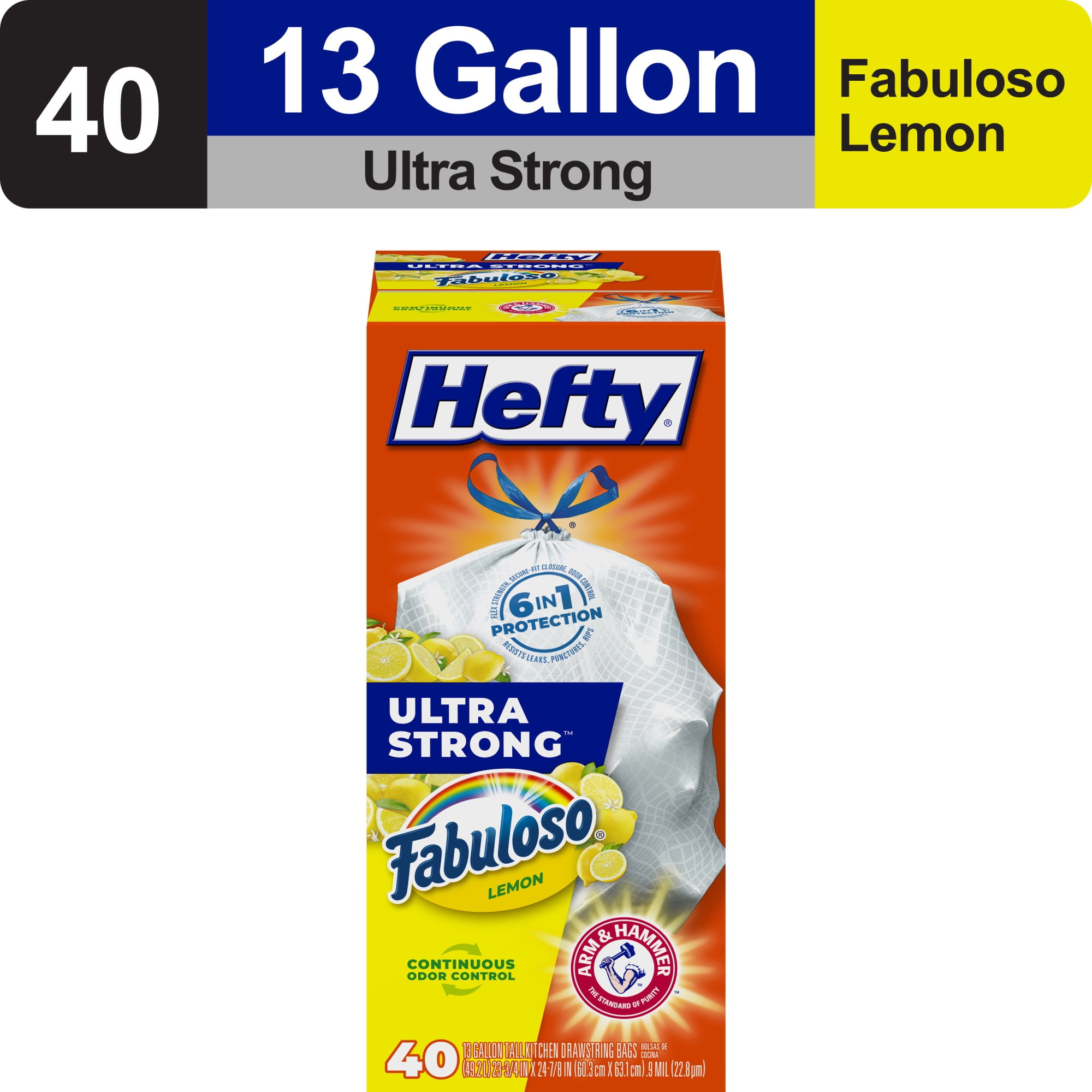 Hefty Ultra Strong 13 gallon Trash Bags, Tall Kitchen Trash Bags, White ...
