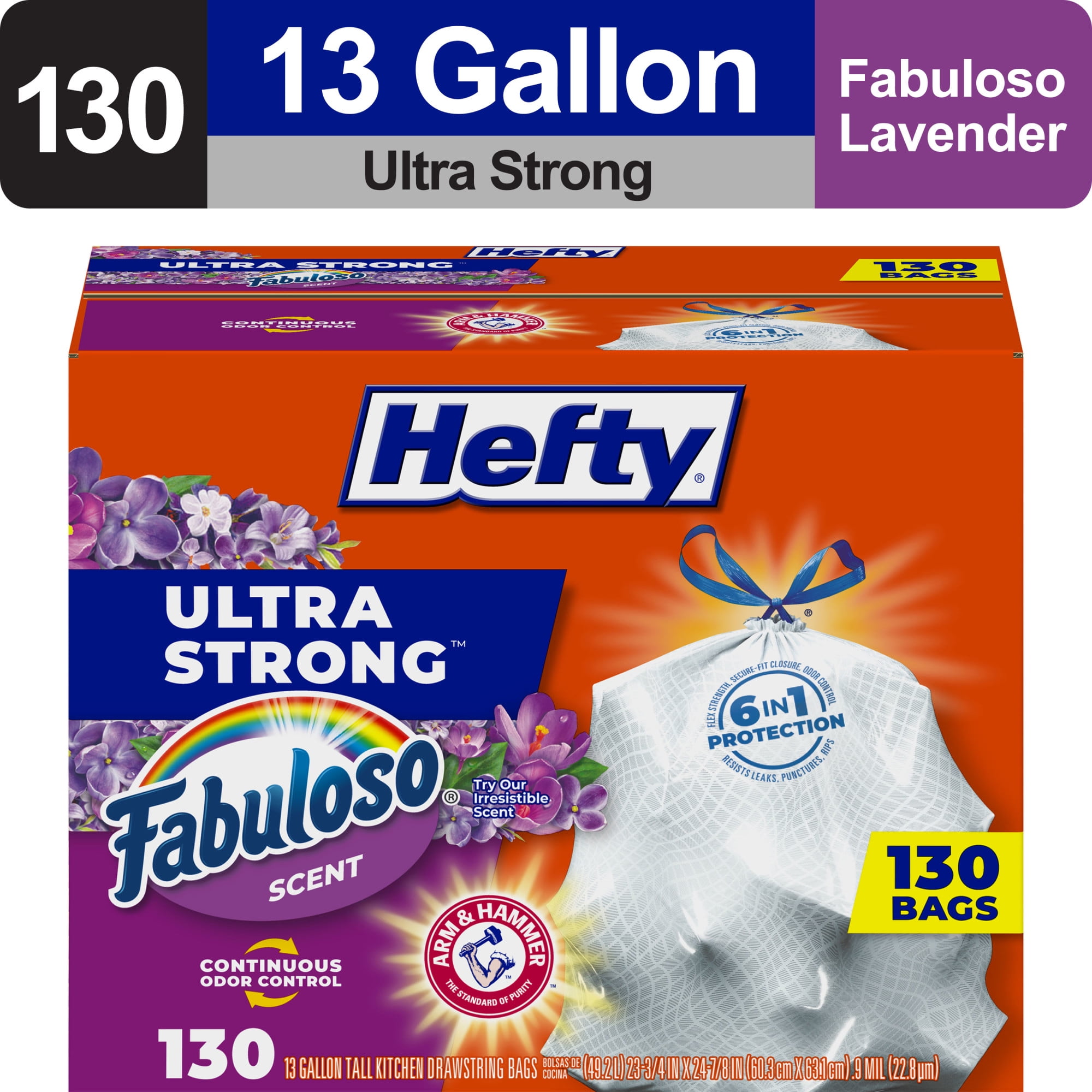 Hefty Ultra Strong Tall Flex 13-Gallon Kitchen Trash Bags, Fabuloso ...
