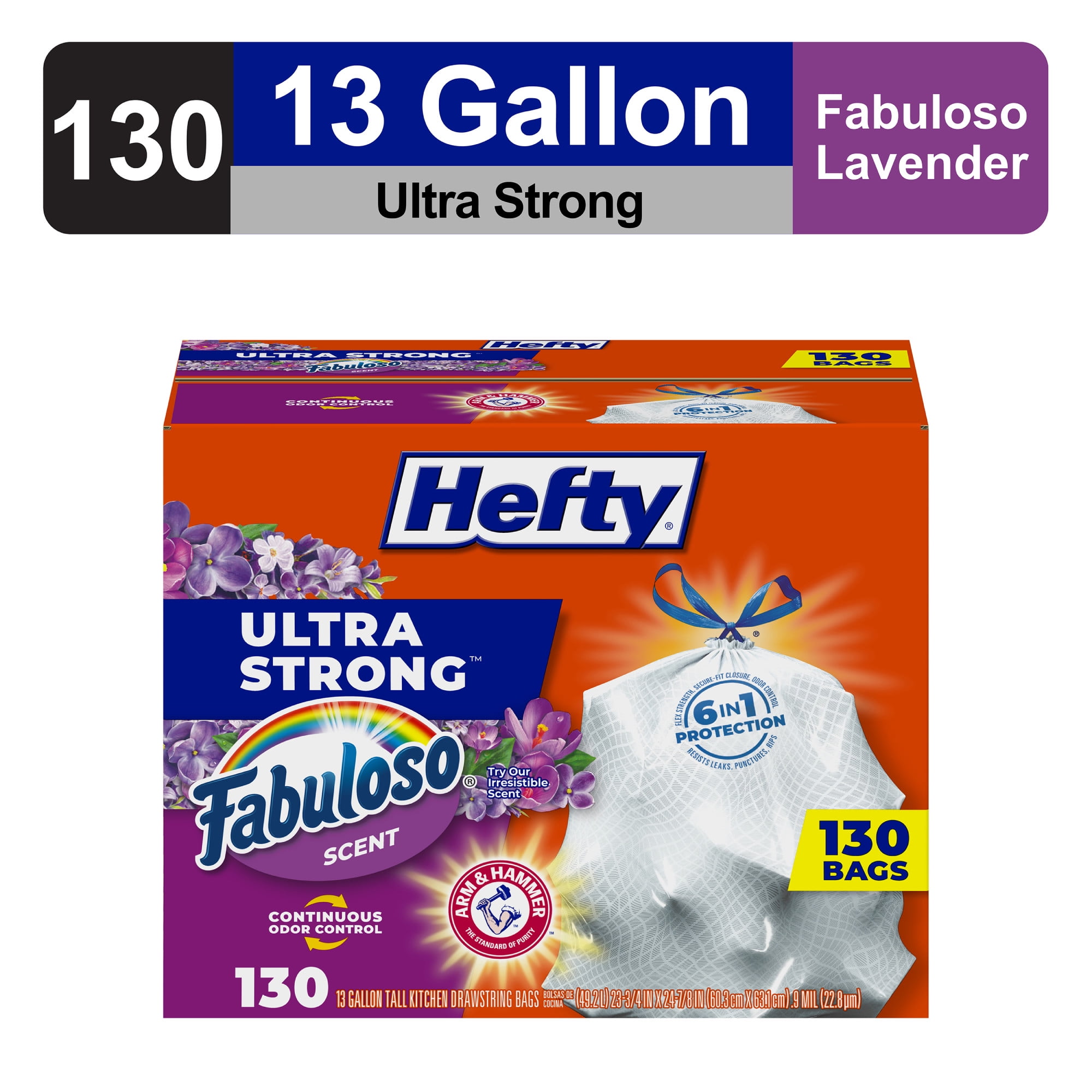 Hefty Ultra Strong Tall Flex 13-Gallon Kitchen Trash Bags, Fabuloso ...