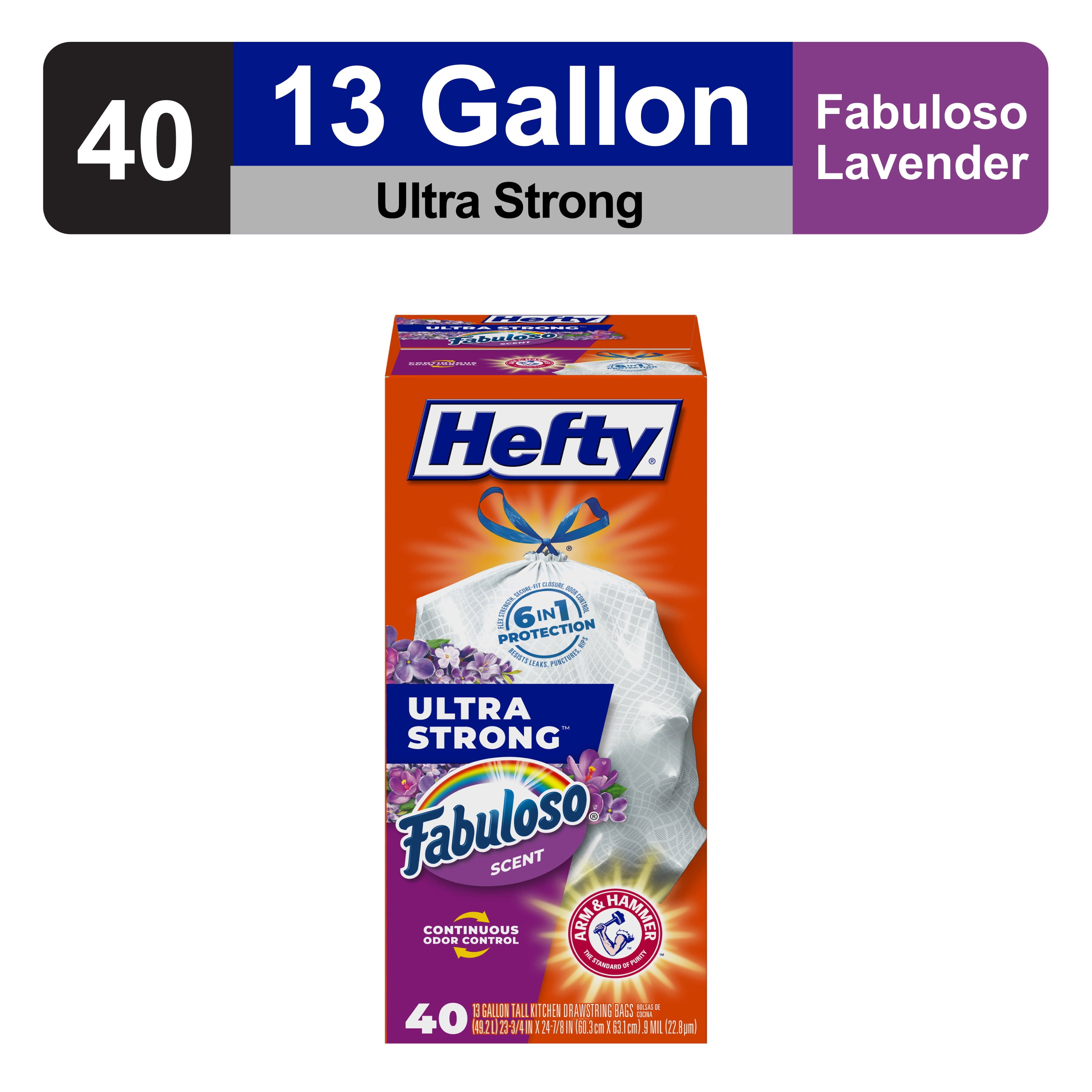 Hefty Ultra Strong 13 gallon Trash Bags, Tall Kitchen Trash Bags, White ...