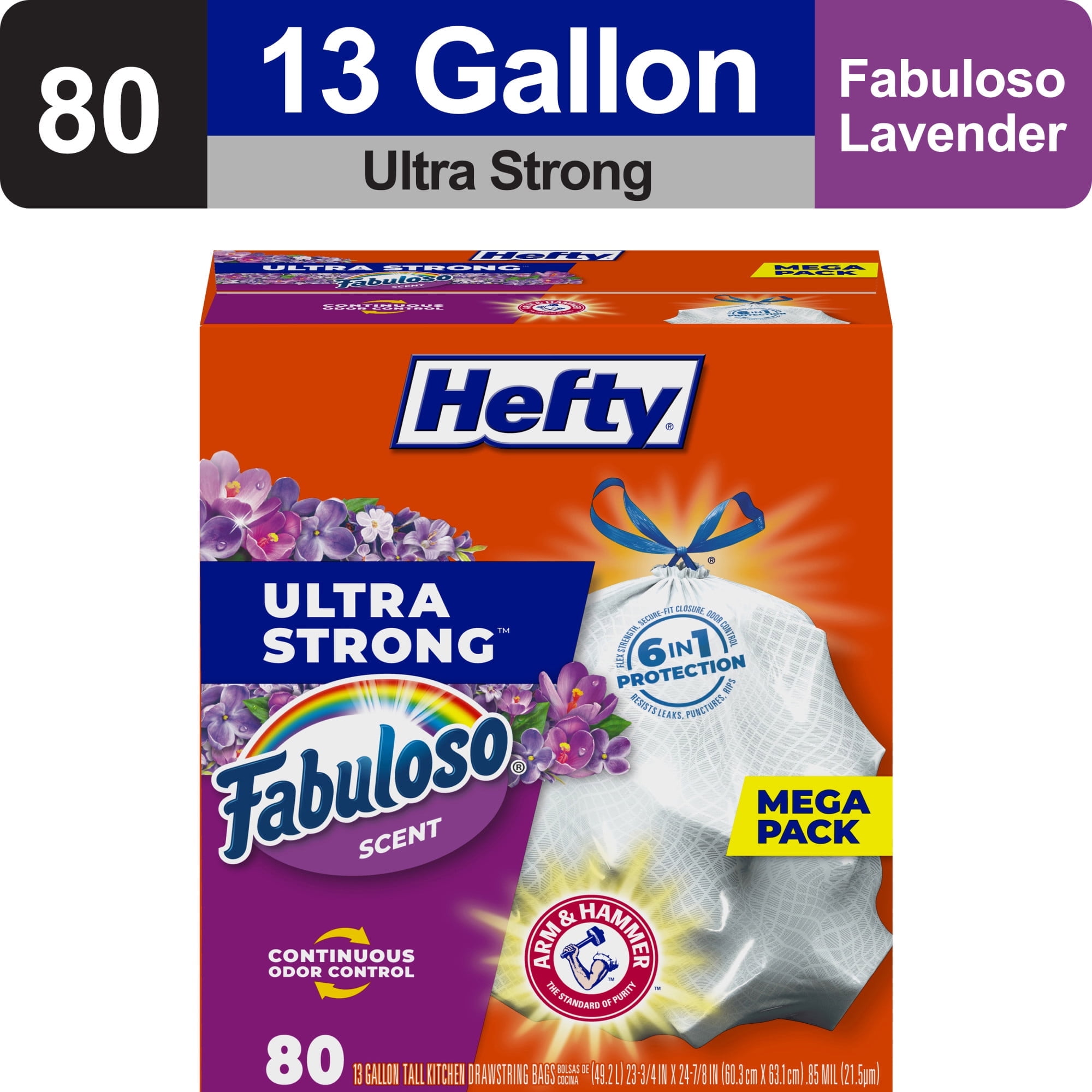 Hefty Ultra Strong 13 gallon Trash Bags, Tall Kitchen Trash Bags, White ...
