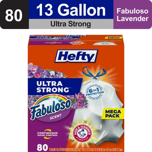 Hefty Ultra Strong 13 Gallon Kitchen Trash Bags with Garbage Drawstring ...